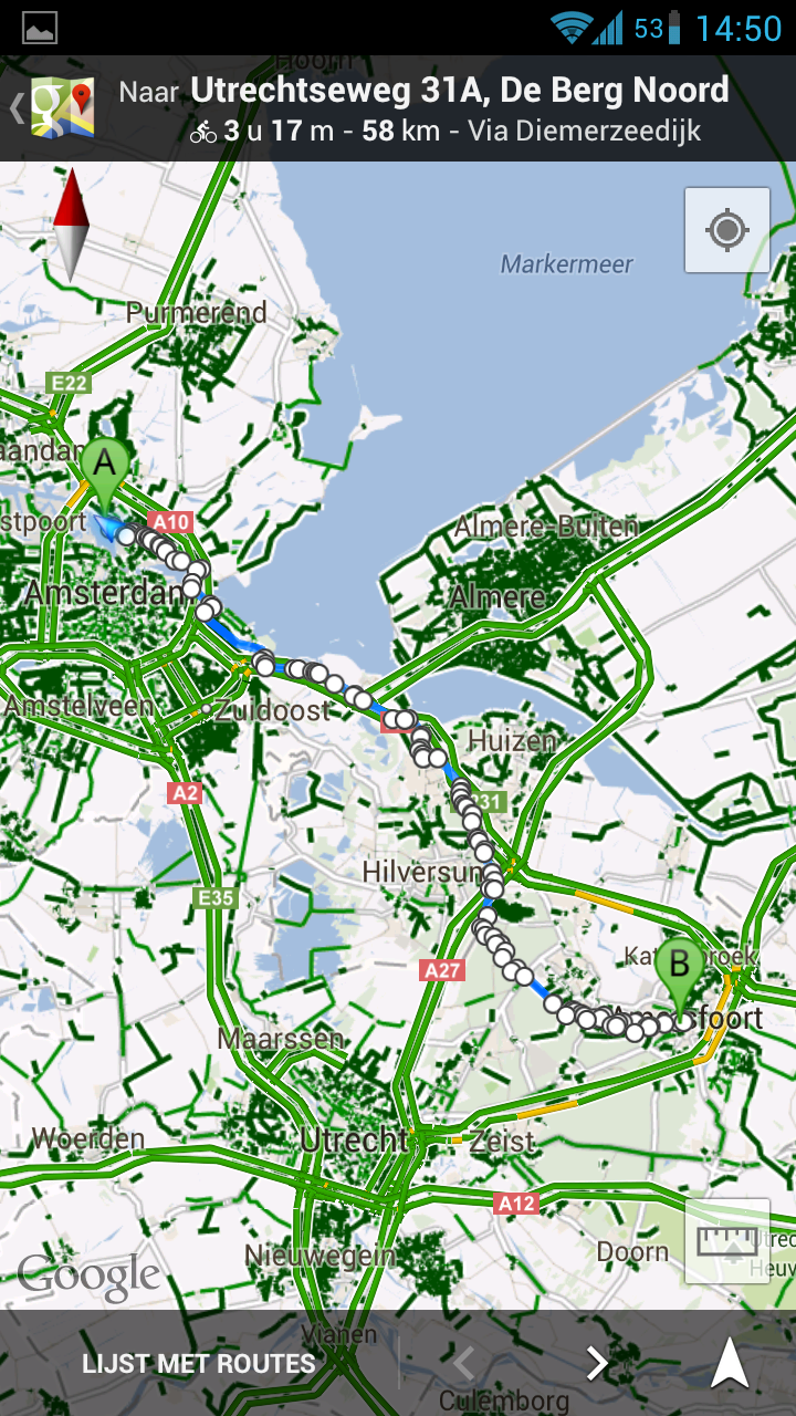 Google voegt fietsnavigatie toe aan Android-app Maps - Tweakers
