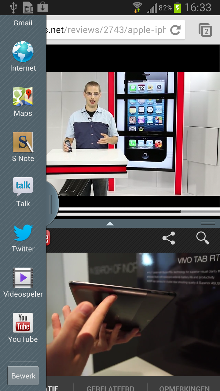 Update voegt splitscreen-functie toe aan Samsung Galaxy Note II - Tweakers