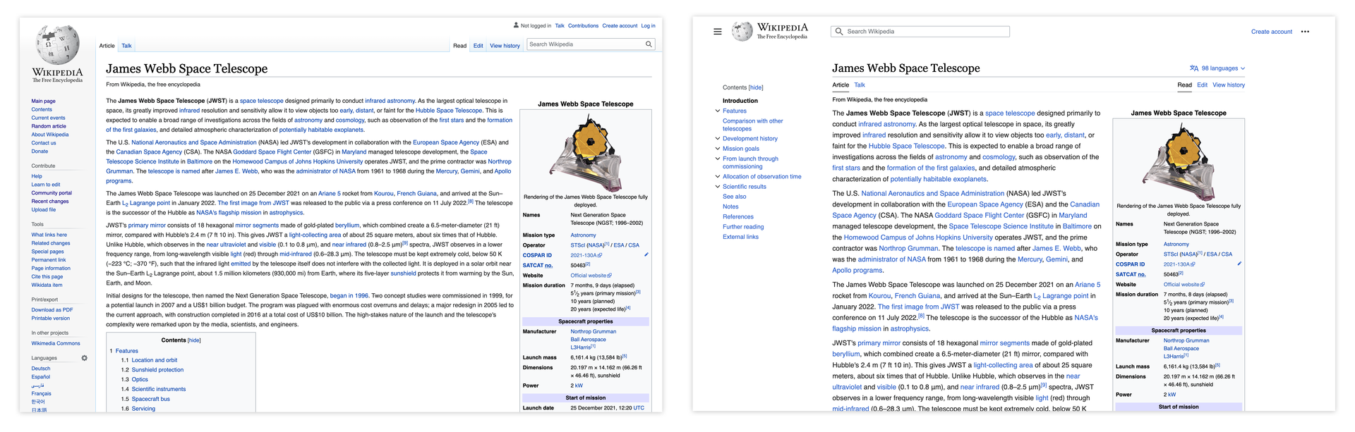Wikipedia vernieuwt websitelay-out met sticky header en inhoudsopgave ...