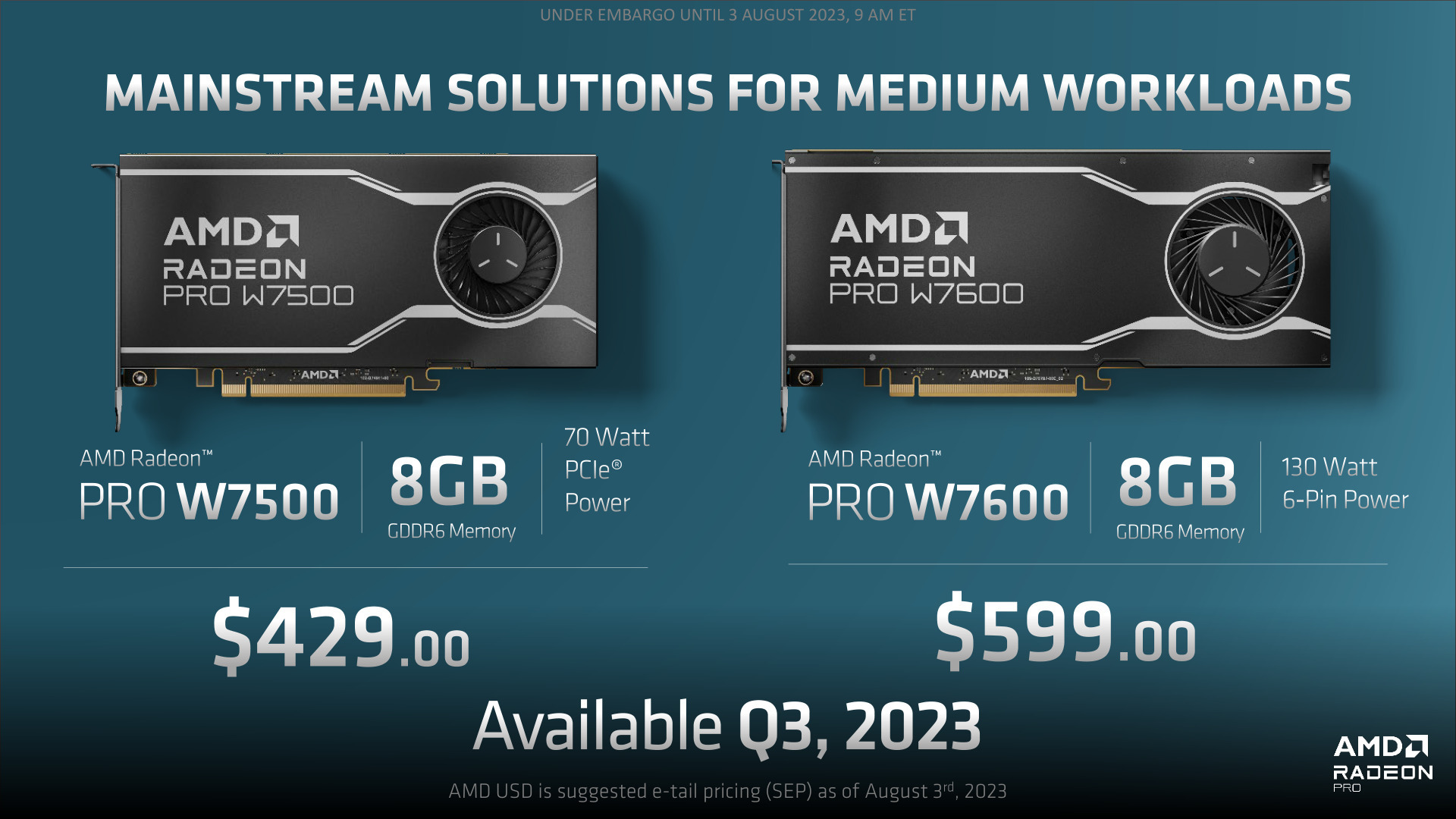 AMD kondigt Radeon PRO W7500- en W7600-videokaarten voor workstations ...