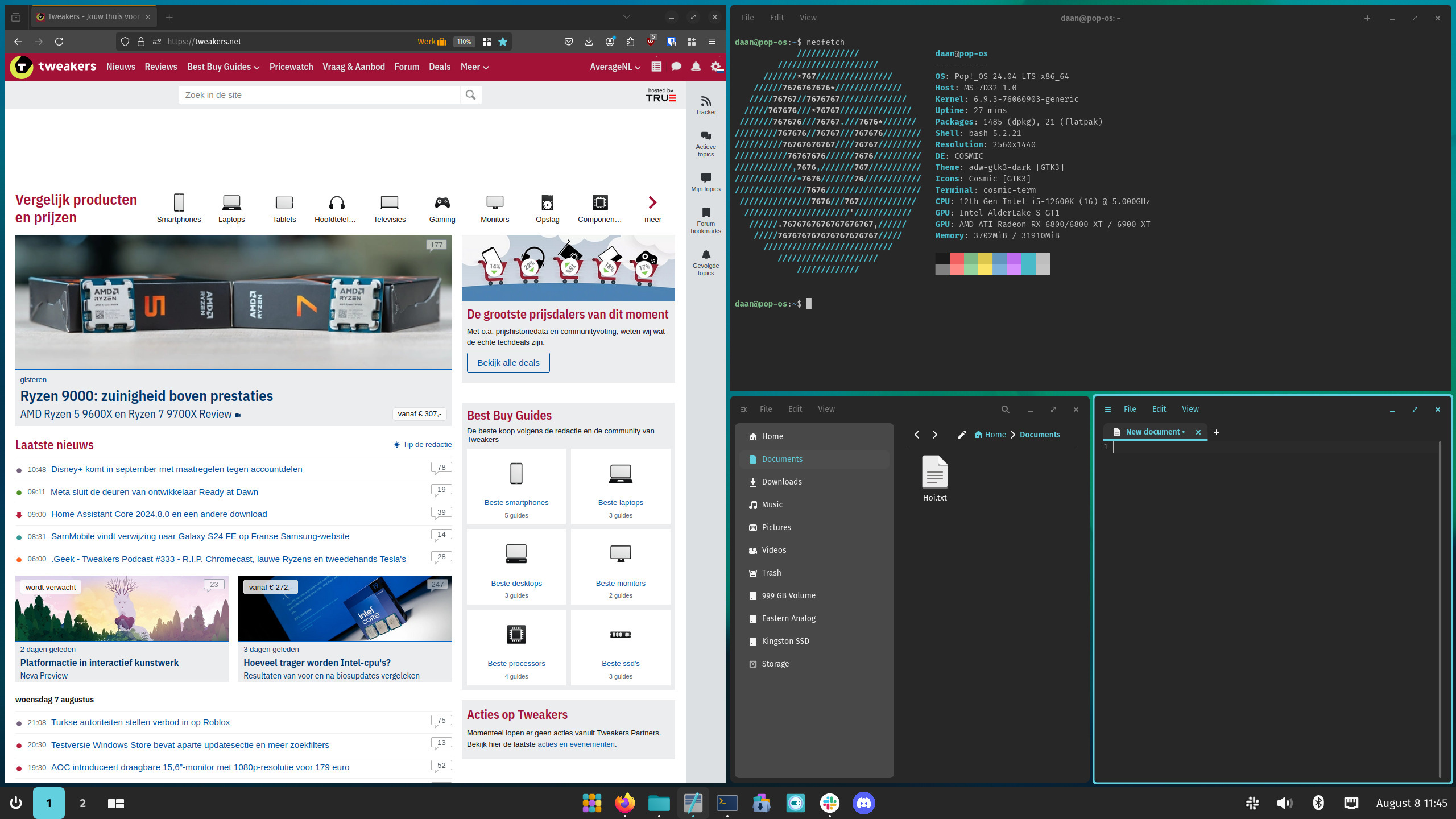 Linux-DE Cosmic Preview - De interface van Cosmic: gebruiksvriendelijk ...