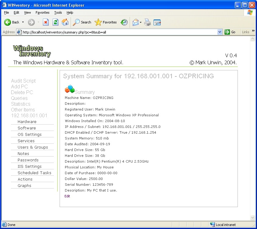 Specificaties van Windows Inventory - Tweakers