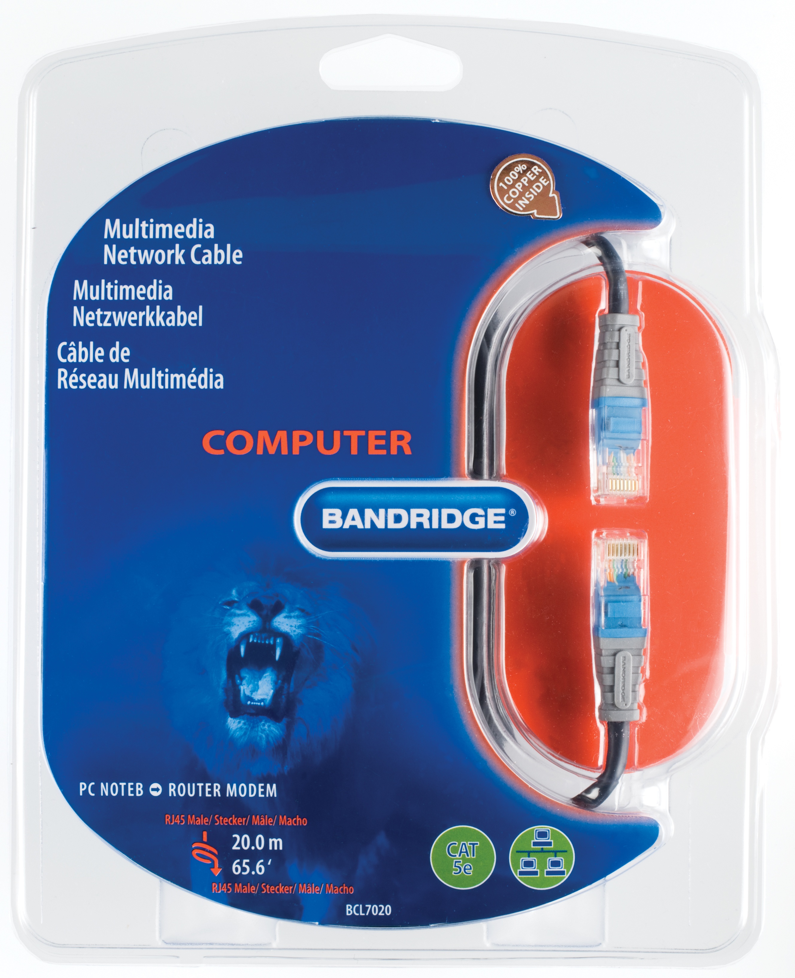 Specificaties van Bandridge CAT5e UTP Network Cable RJ45 (8P8C) Male ...