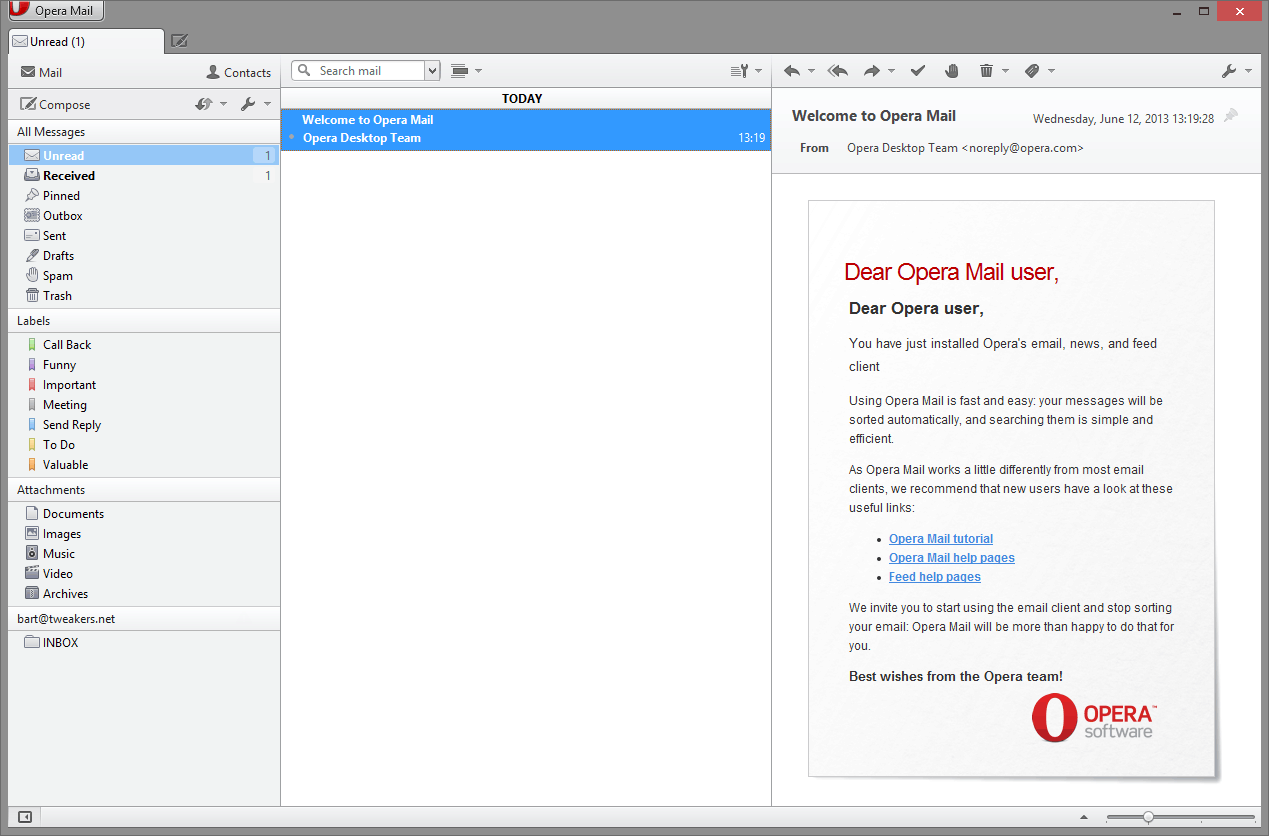 Specificaties van Opera Opera Mail - Tweakers