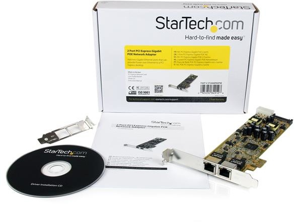 Startech.com Dual Port PCI Express Gigabit Ethernet PCIe-netwerkkaart adapter PoE/PSE ...