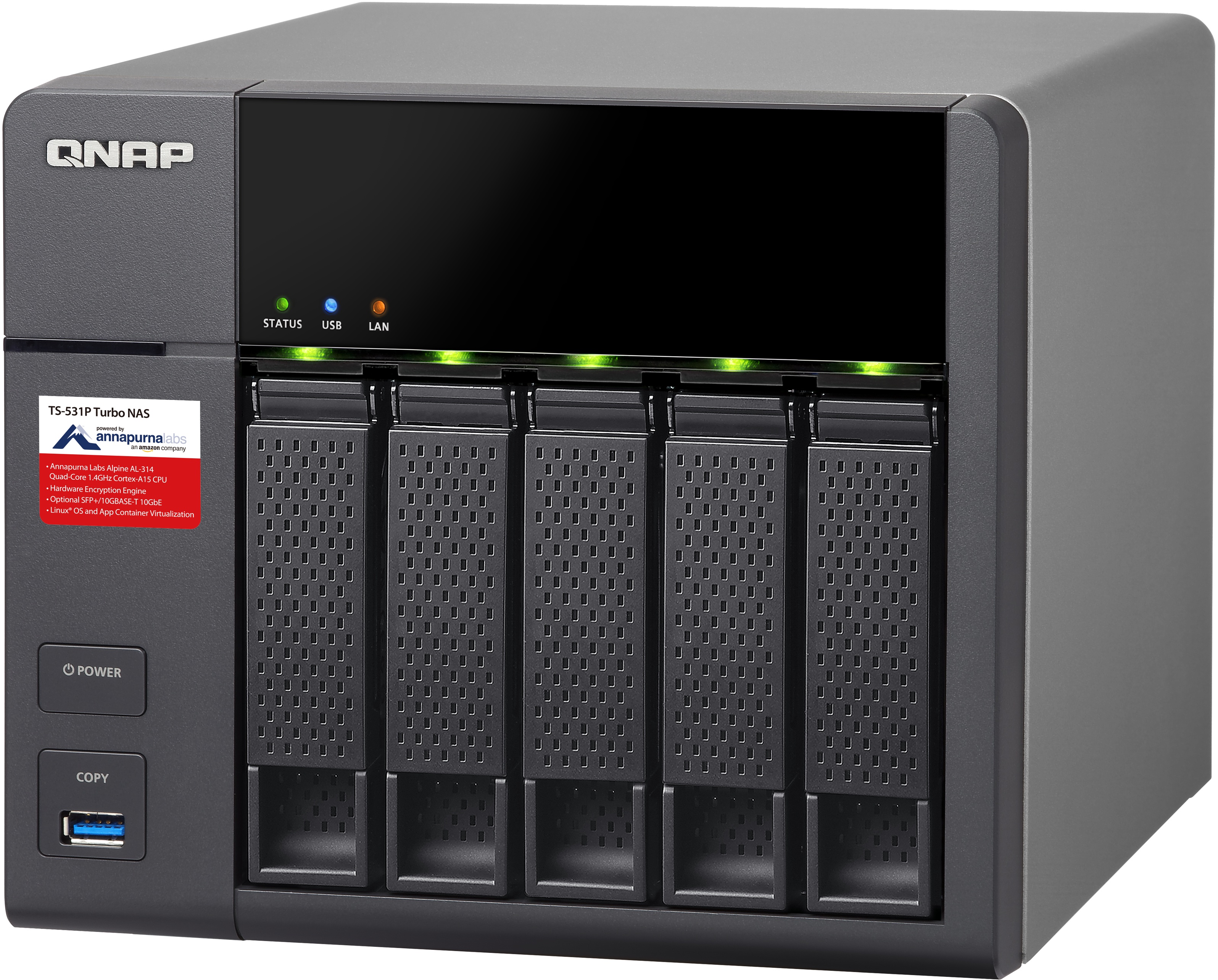 Specificaties van QNAP Turbo NAS TS-531P (2GB ram) - Tweakers