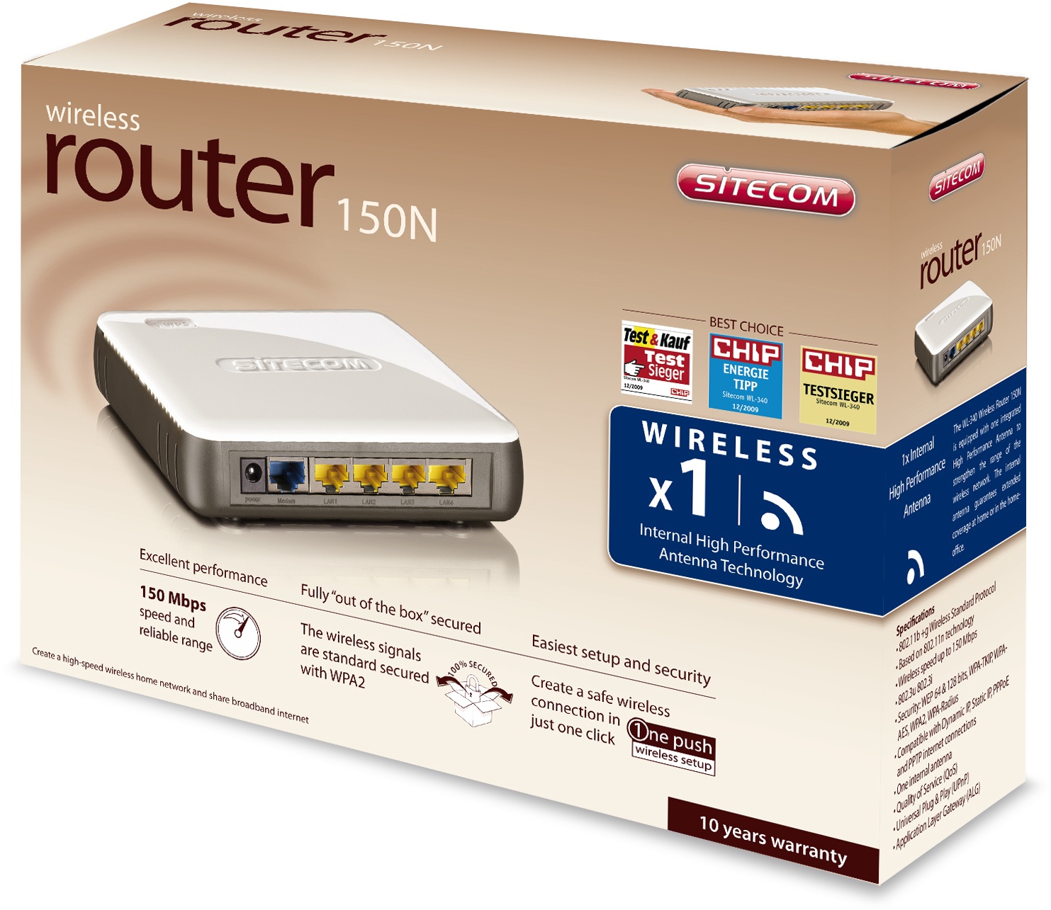 Specificaties van Sitecom WL-340 Wireless Router 150N X1 - Tweakers