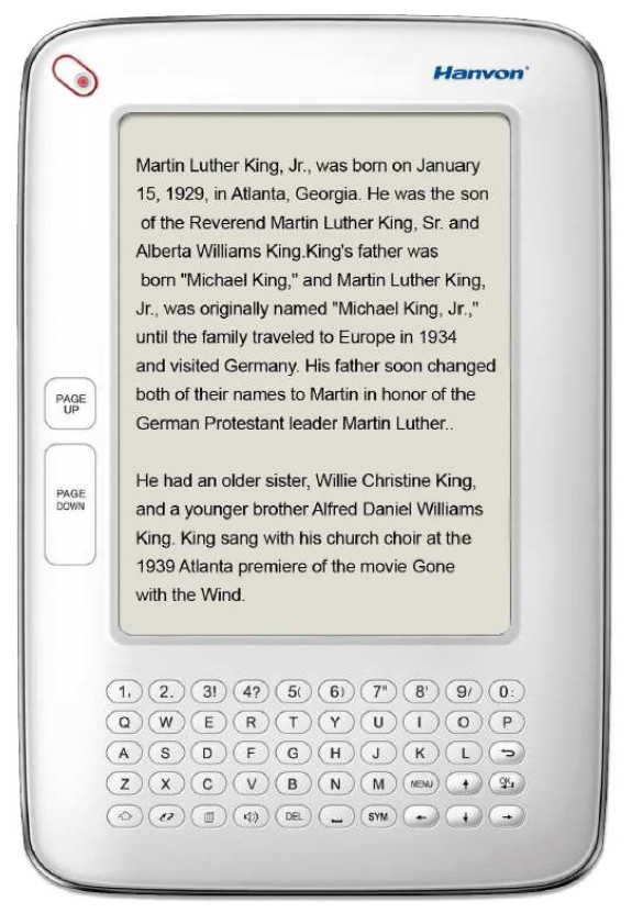 Specificaties van Hanvon WISEreader N526 Wit - Tweakers