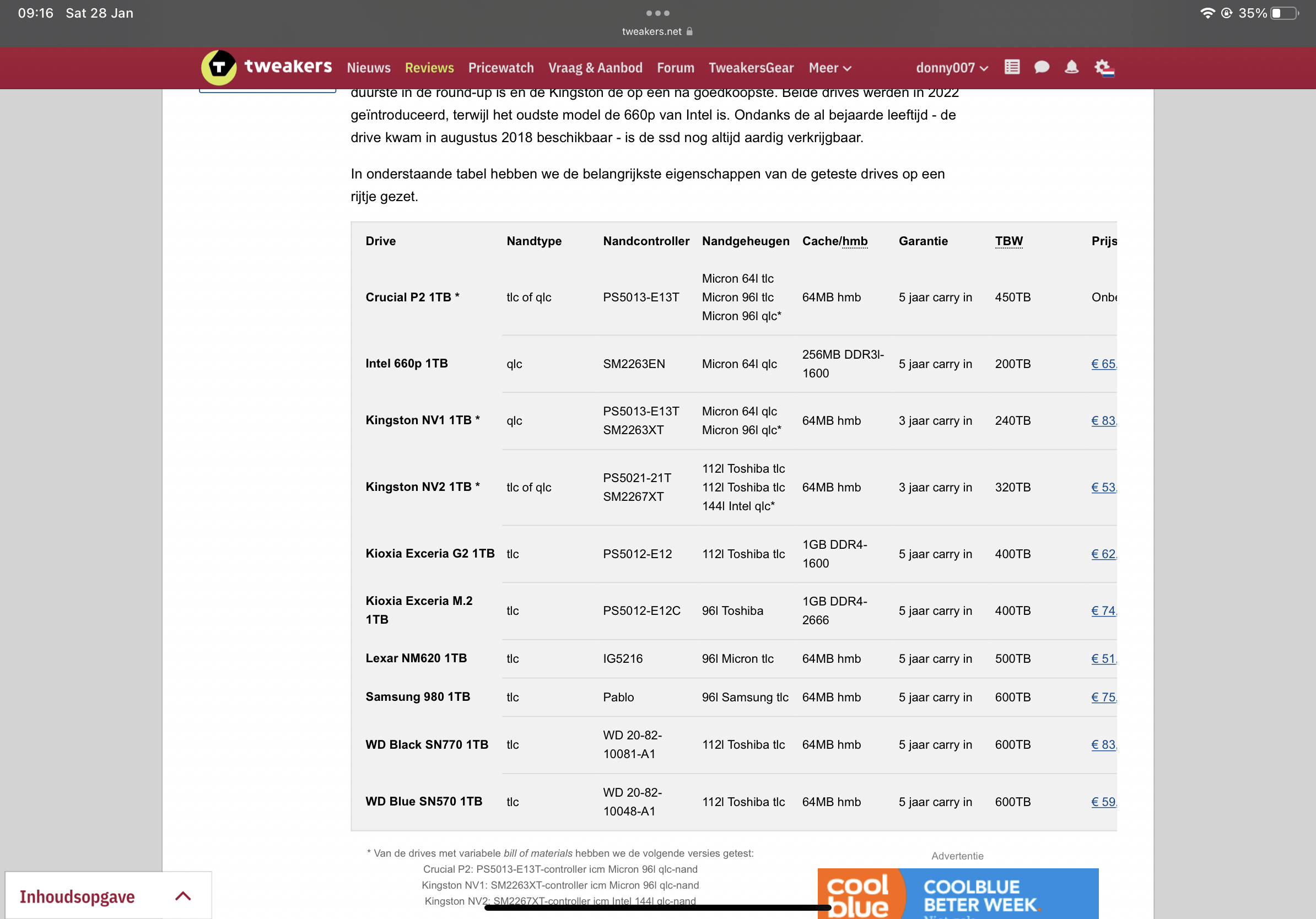 [fp] Vergelijkingstabel review wordt afgeknipt op de iPad - Stoute bugs ...