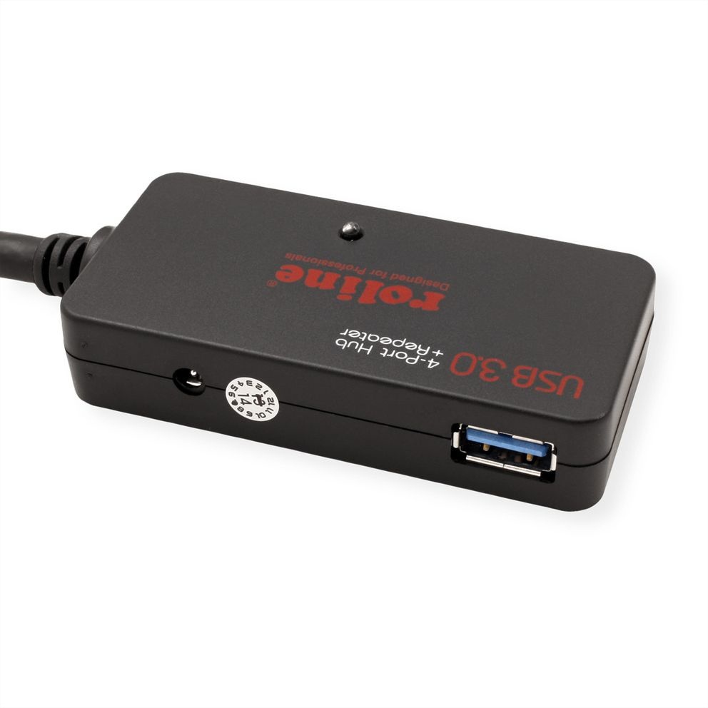 Roline USB 3.2 Gen 1 4-port Hub met repeater, zwart, 10 m - Kenmerken ...