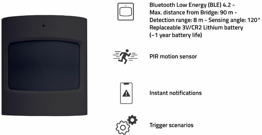 Specificaties van Hombli Smart Bluetooth PIR Motion Sensor Black - Tweakers