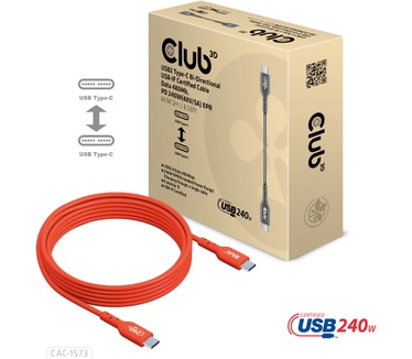Club 3D USB2 Type-C Bi-Directional Cable, Data 480Mb,PD 240W(48V/5A ...