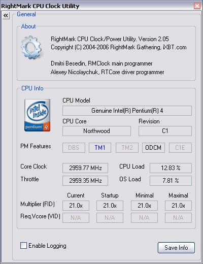 Specificaties van RightMark CPU Clock Utility - Tweakers