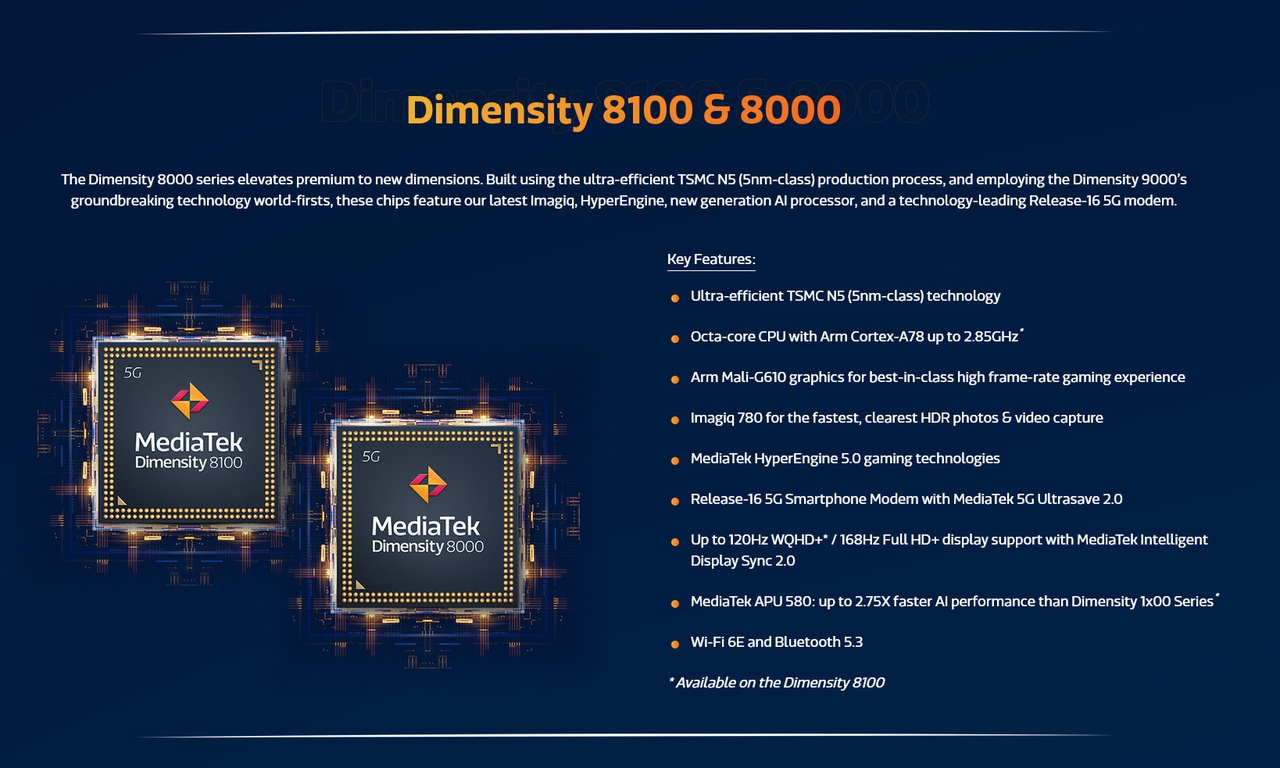 MediaTek introduceert Dimensity 8100- en 8000-5nm-soc's voor ...