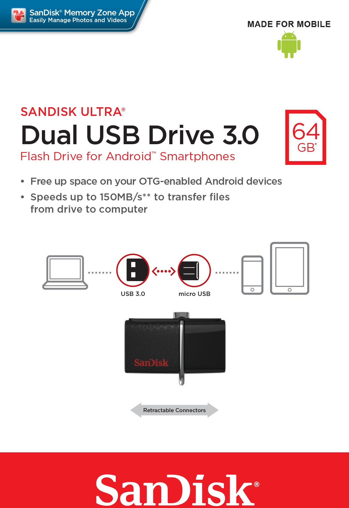 Specificaties van Sandisk Ultra Dual (Android) 64GB Zwart - Tweakers