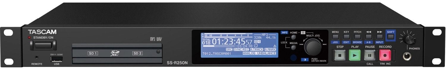 Specificaties van Tascam SS-R250N solid-state netwerk audio recorder ...