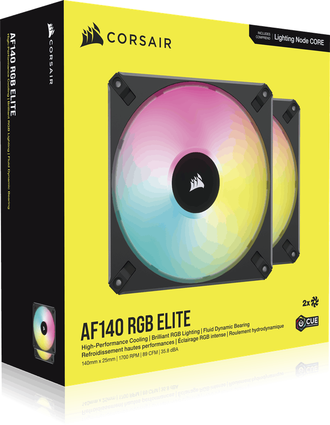 Specificaties van Corsair iCUE AF140 RGB ELITE PWM Fan (dual pack) with ...