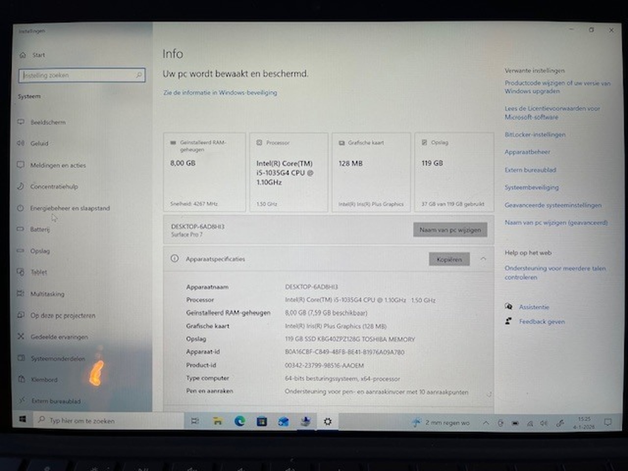 Microsoft Surface Pro 7 – i5 / 8GB / 128GB – Complete set aangeboden ...