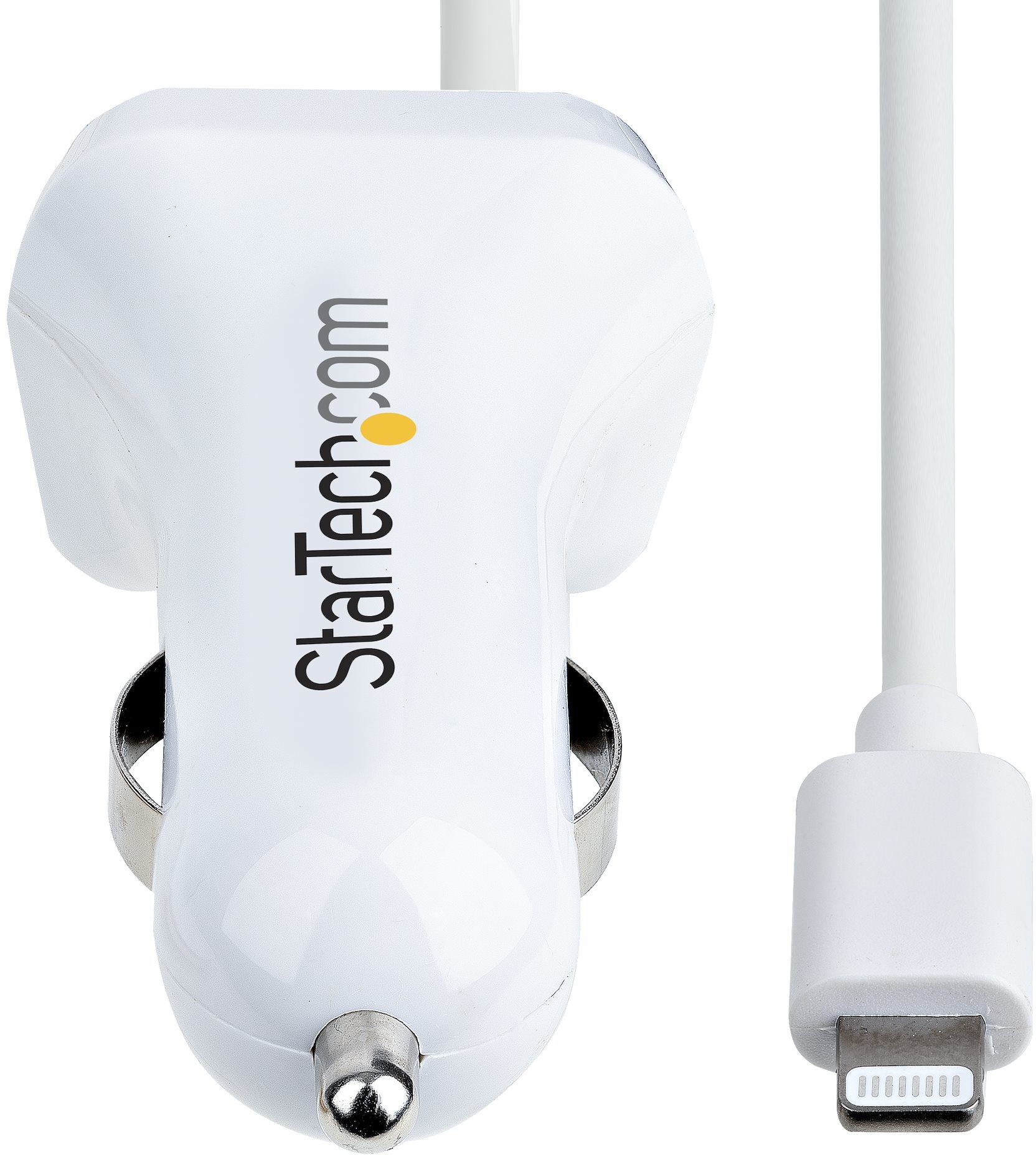 Startech.com USB Autolader met 1m Lightning Spiraalkabel, 12W, Wit, 2 ...
