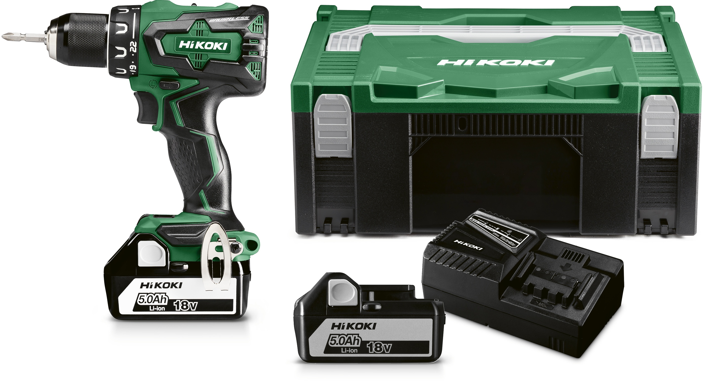 Specificaties van Hikoki DS18DBSLWFZ (2x5.0Ah accu's en lader - HSC II koffer) - Tweakers