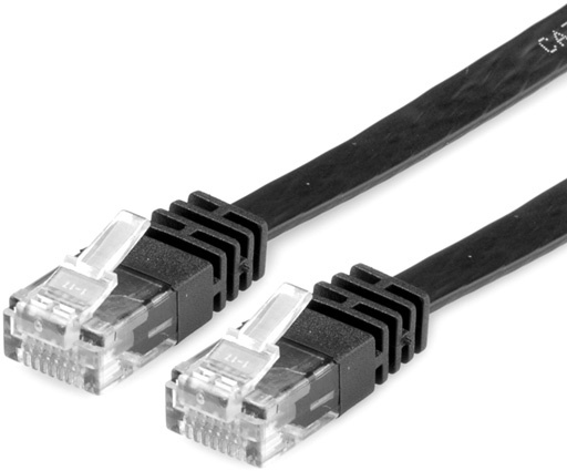 Rotronic UTP Cat.6 Flat Network Cable, black 1 m Zwart - Kenmerken ...