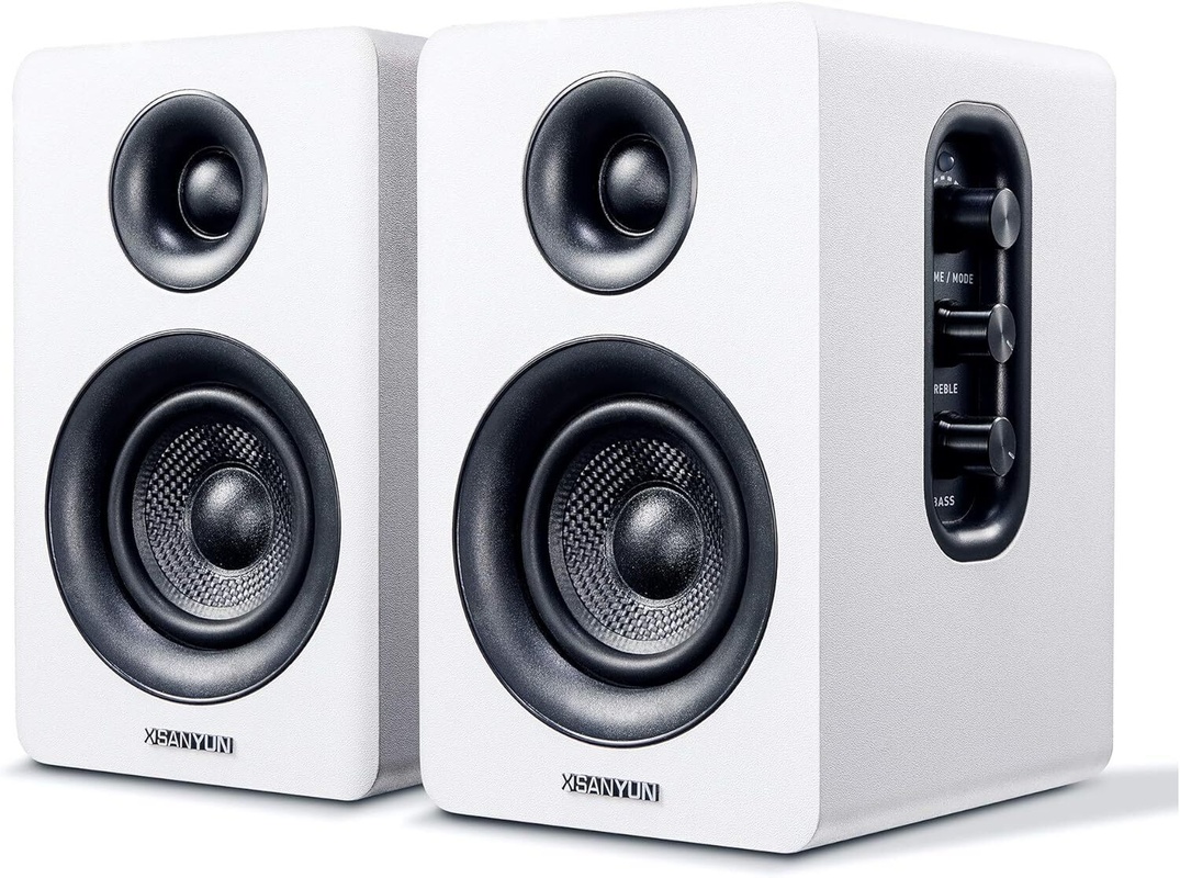 Sanyun SW208 3" Active Bluetooth 5.0 Shelf Speakers - 60W Carbon Fibre ...