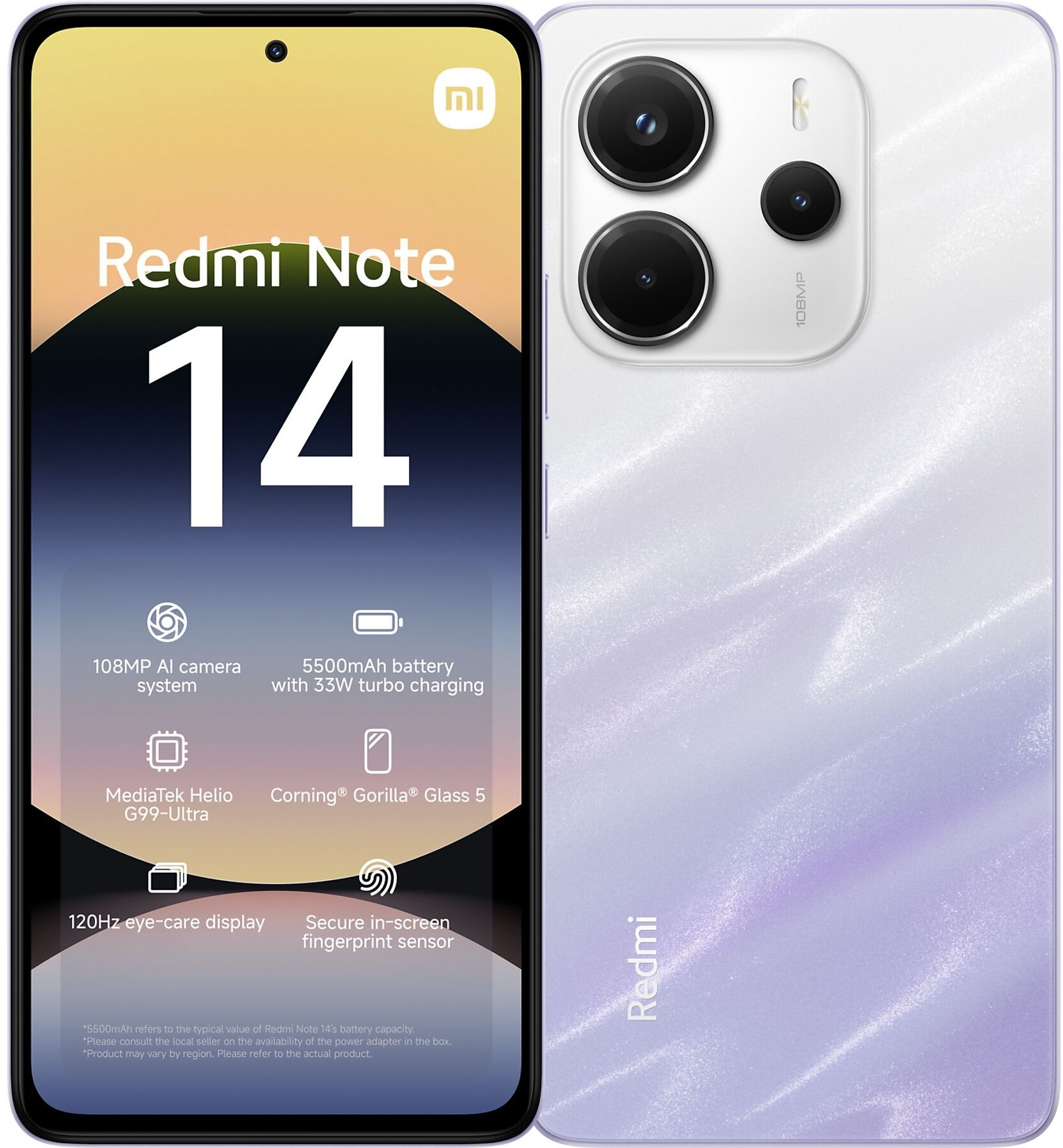 Specificaties van Redmi Note 14 4G, 8GB ram, 256GB opslag Paars - Tweakers