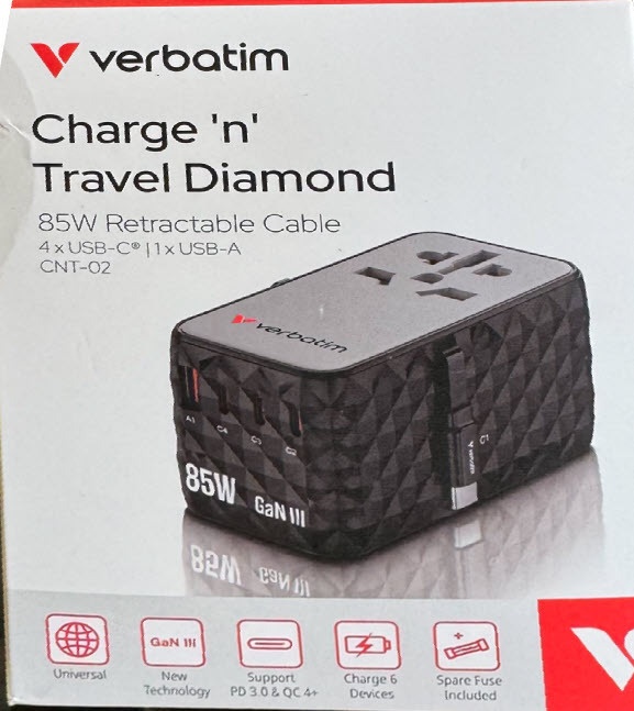 Verbatim Universal Travel Adapter with retractable cable 85W - Pasc66 ...