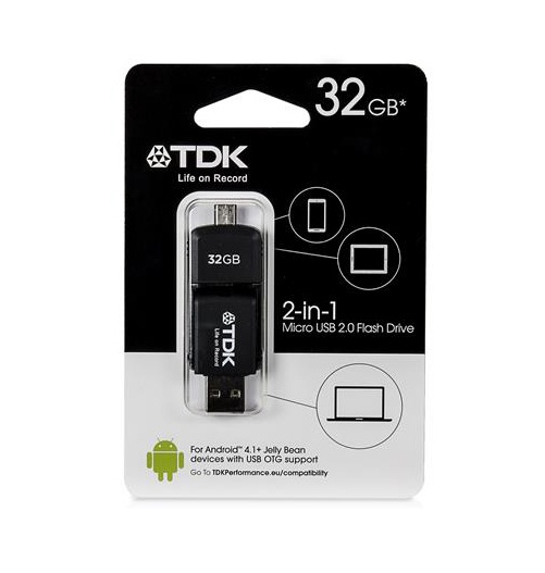 TDK 2-in-1 Micro USB Flash Drive 32GB Zwart - Kenmerken - Tweakers