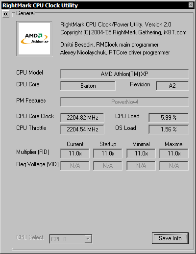 Specificaties van RightMark CPU Clock Utility - Tweakers