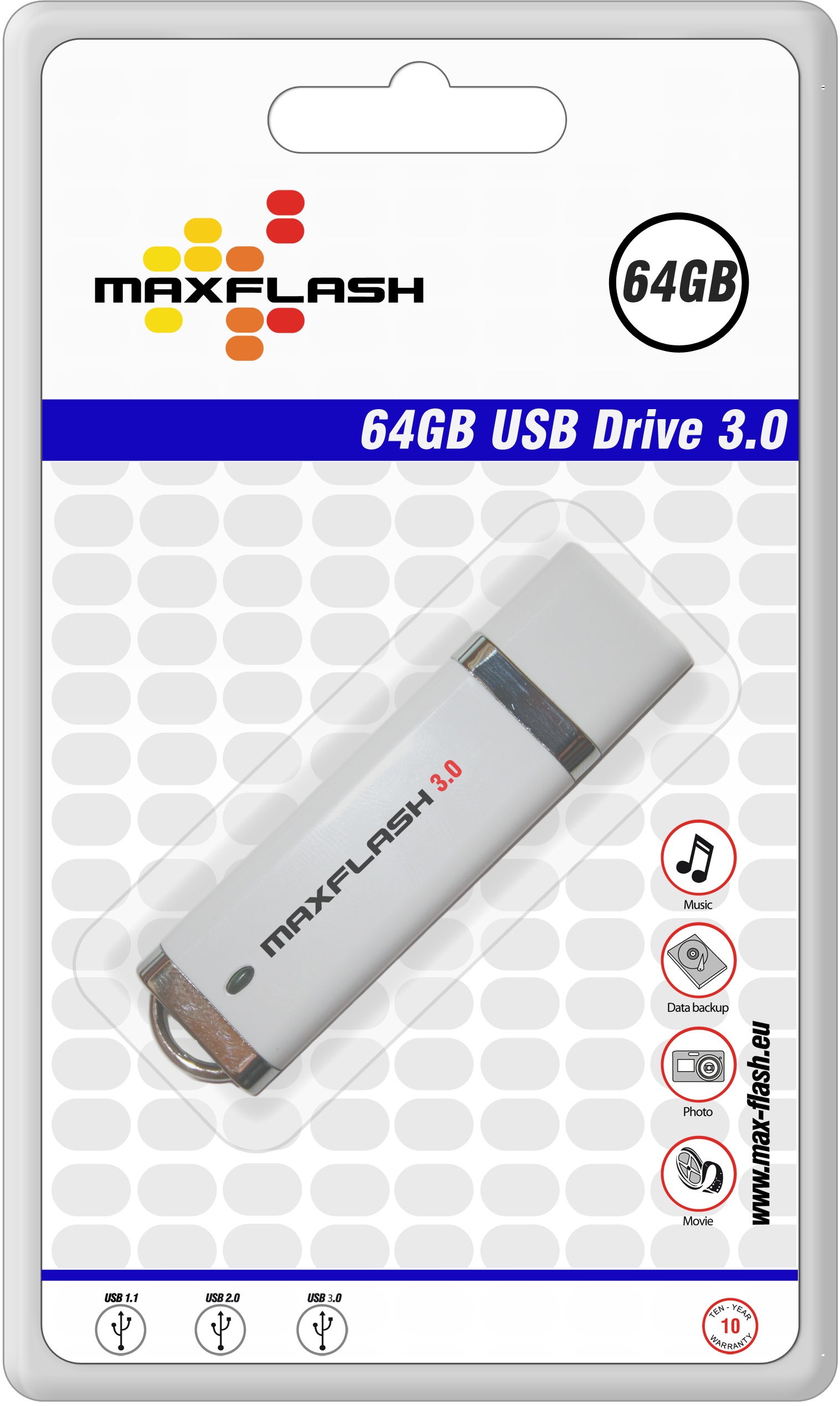 Specificaties van MaxFlash USB 3.0 64GB Wit - Tweakers