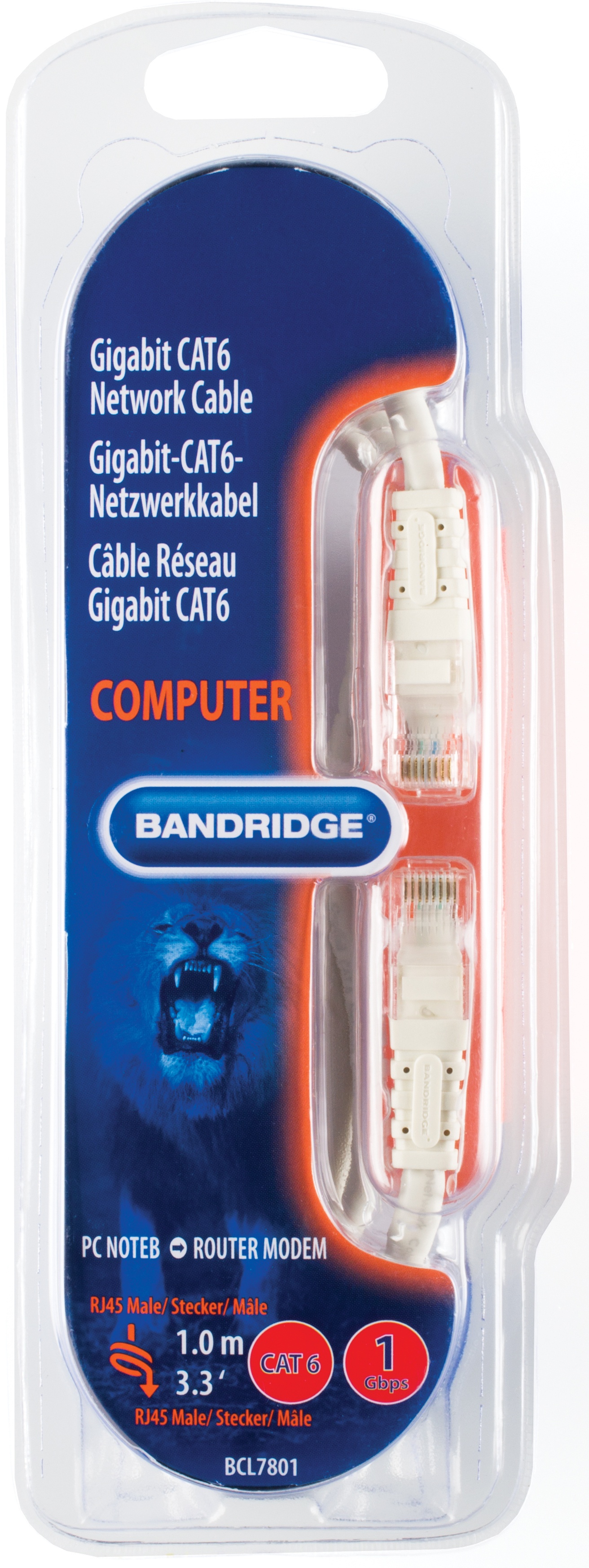 Bandridge 1m Gigabit Cat6 Wit - Kenmerken - Tweakers