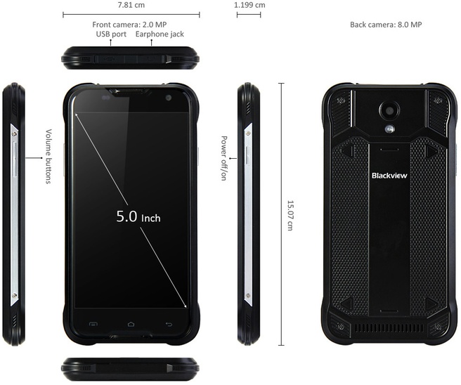 Specificaties van Blackview BV5000 Zwart - Tweakers