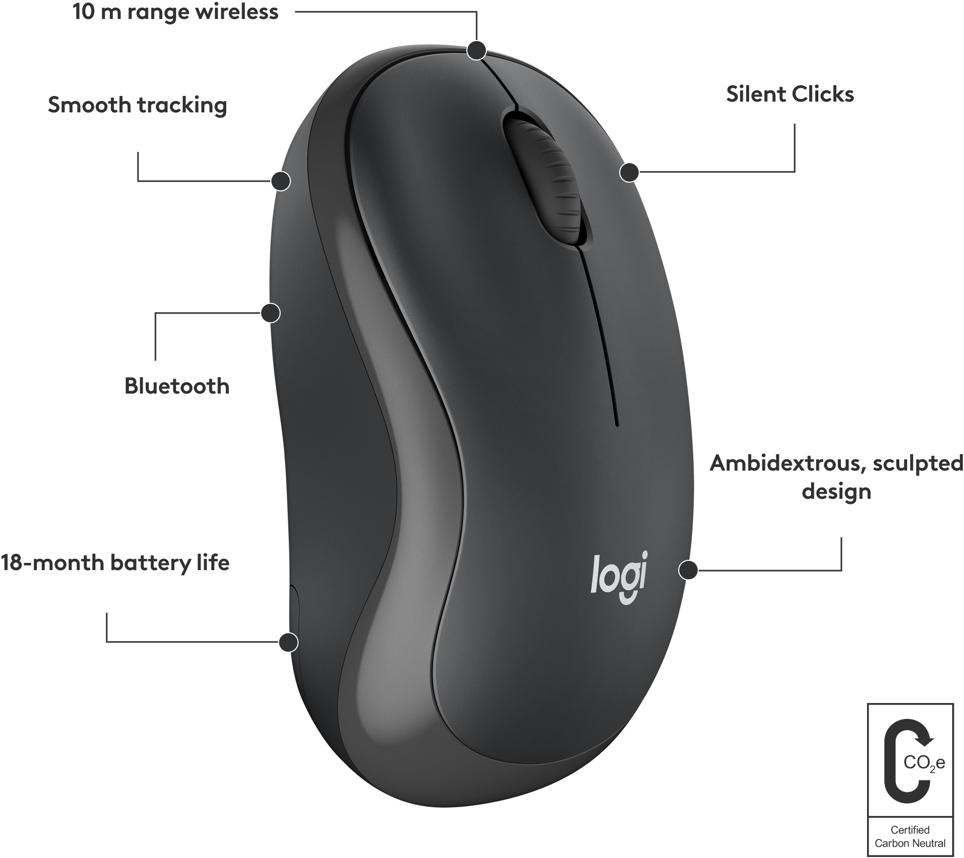 Specificaties van Logitech M240 Zwart - Tweakers