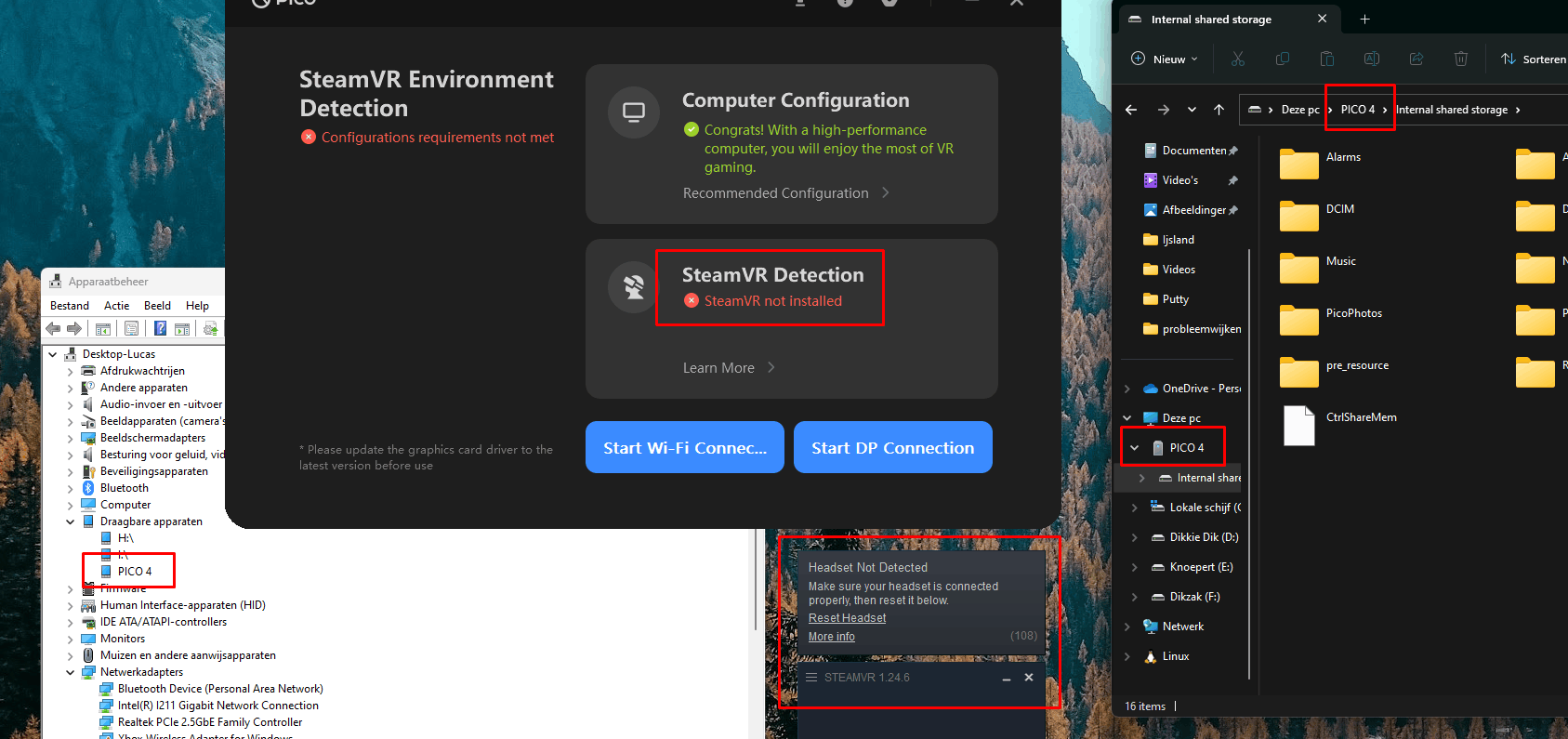 [Pico 4] Steam VR: Headset Not Connected - Spielerij - problemen en ...