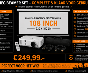 NEC NP-M300W Beamer + 108" inch Projecta Scherm | Compleet! aangeboden ...