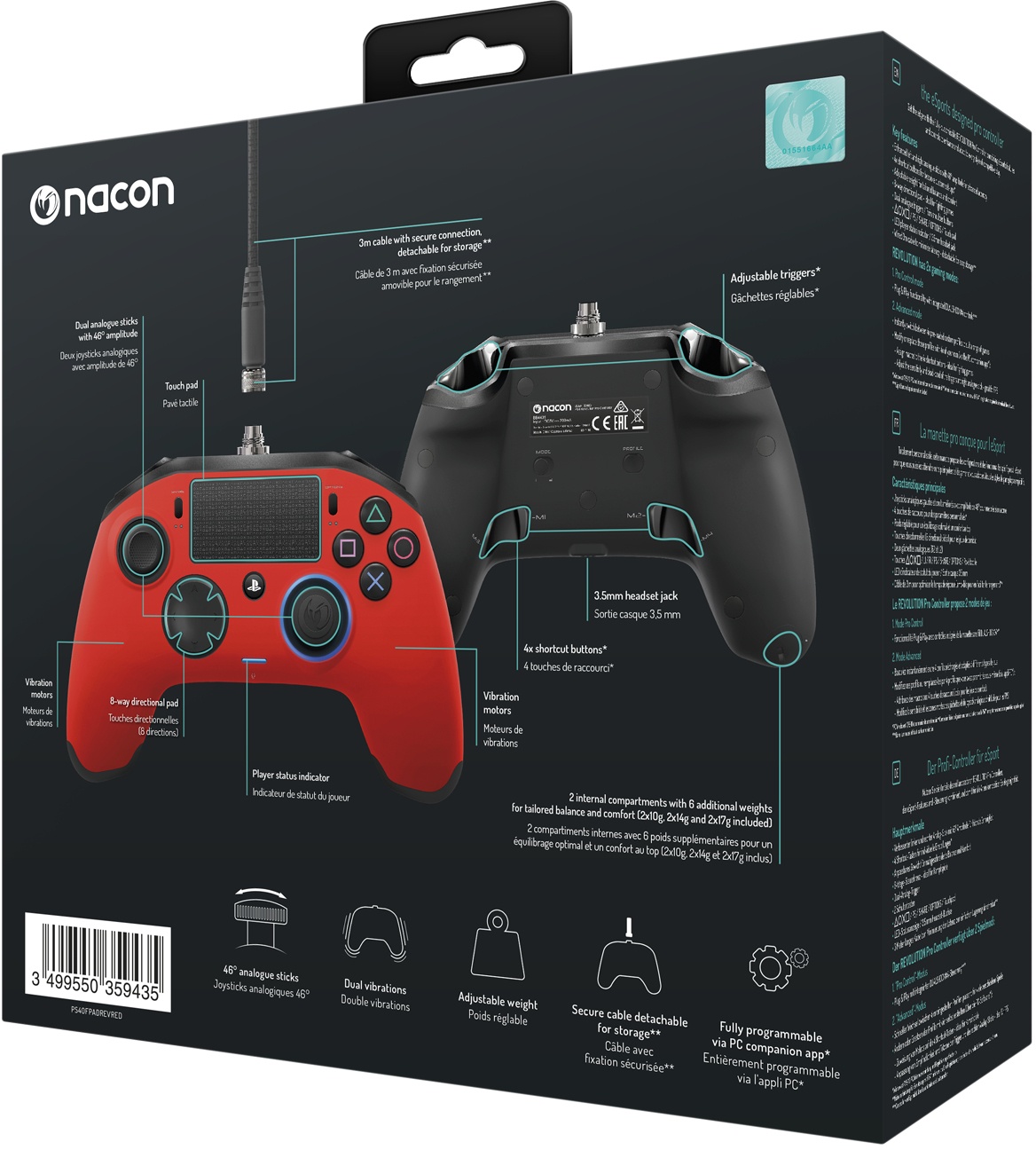 Nacon controller Revolution Pro voor PS4 - Rood Rood - Kenmerken - Tweakers