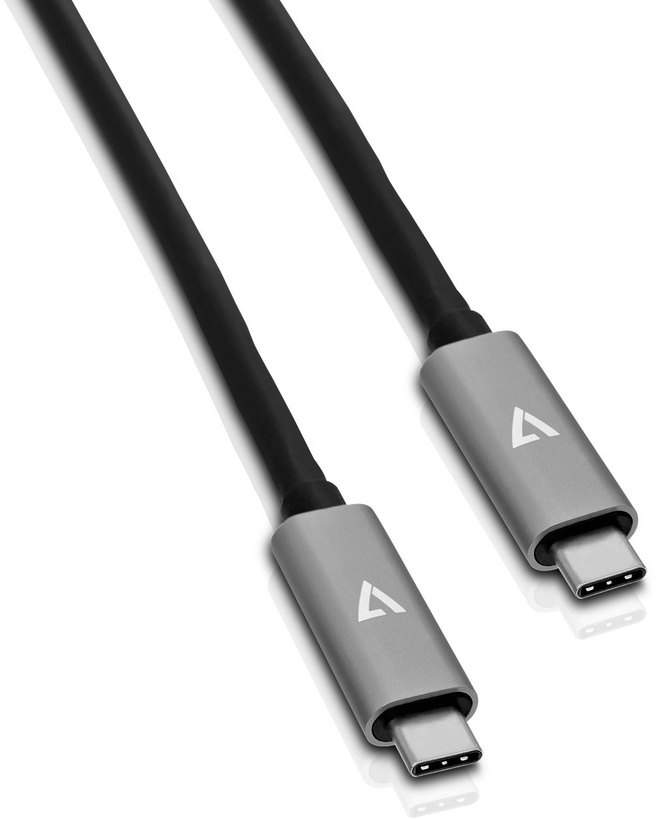 V7 USB-C to USB-C Cable 2m Grey Aluminum Aluminium, Grijs, Zwart ...
