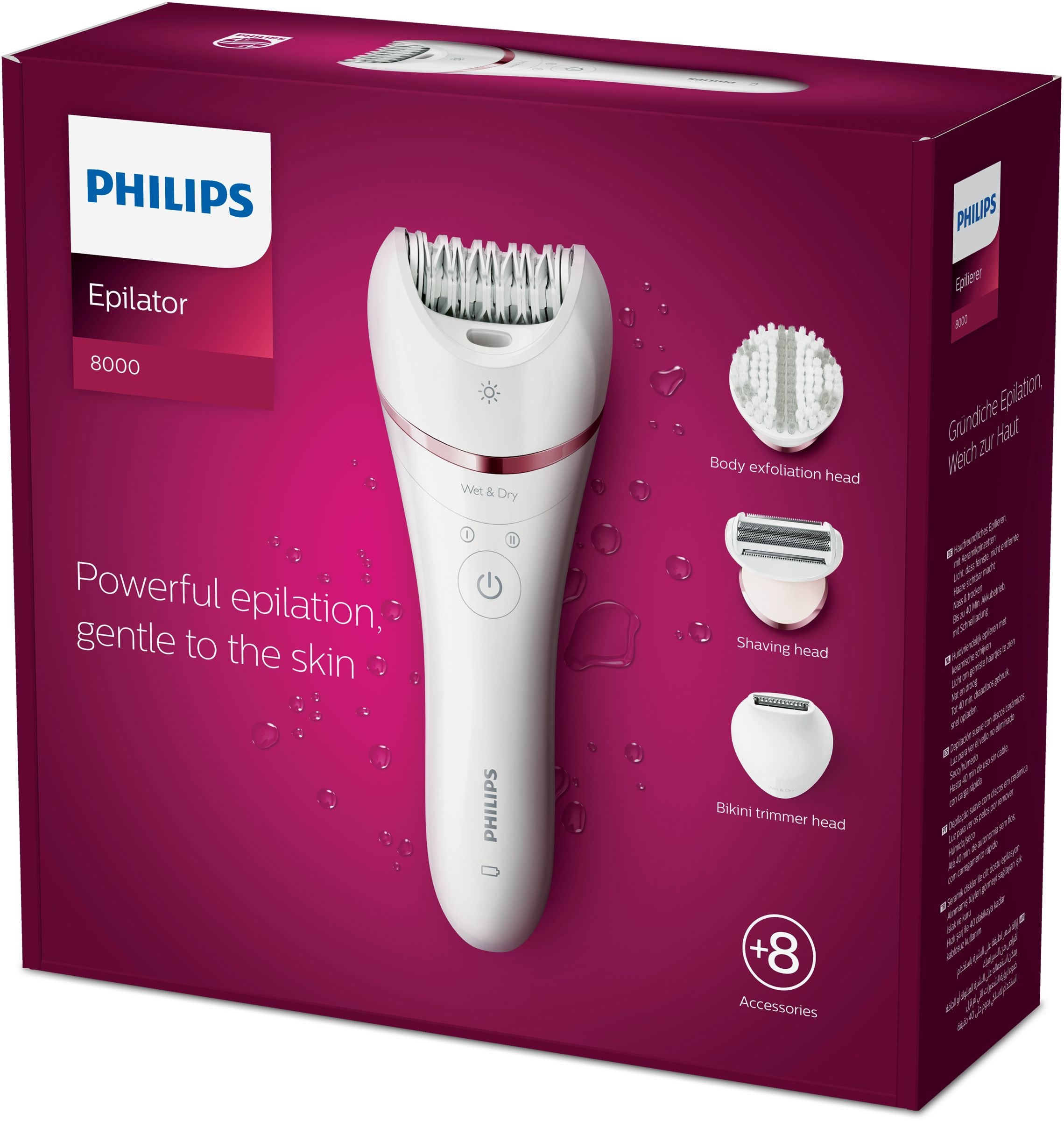 Specificaties van Philips Epilator Series 8000 BRE735/00 Wet & Dry ...