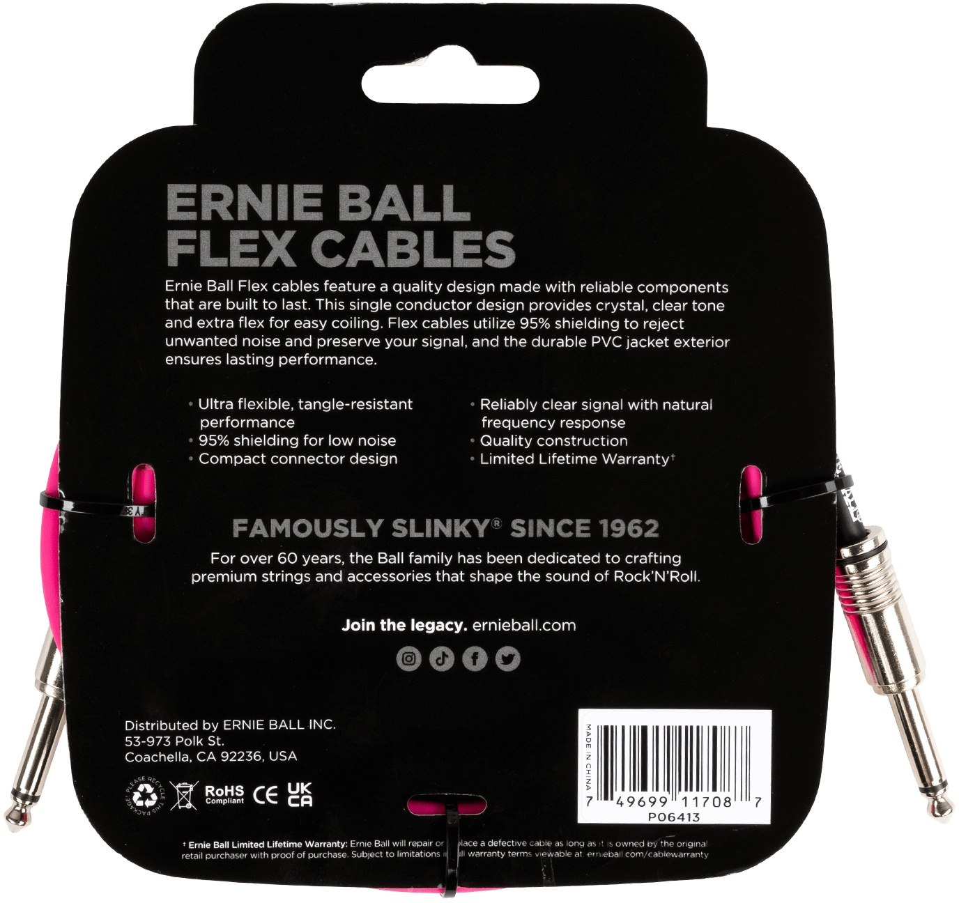 Ernie Ball Flex Cable Roze - Kenmerken - Tweakers