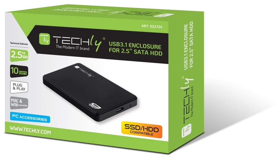Specificaties van Techly HDD/SSD External Box 2.5" SATA USB3.1 SuperSpeed Zwart - Tweakers