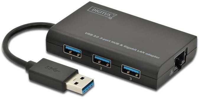 Digitus USB 3.0 3-Port Hub & Gigabit LAN Adapter - Kenmerken - Tweakers