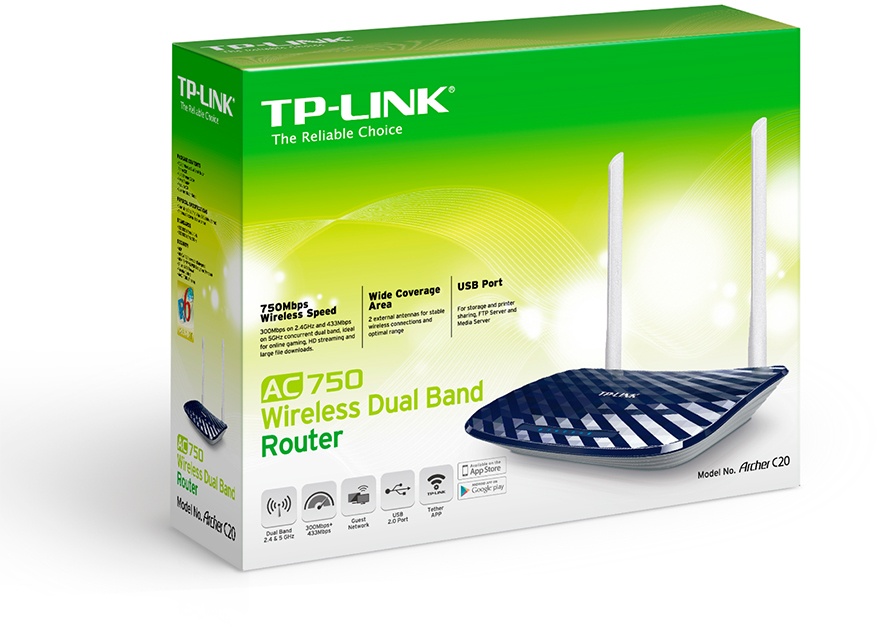 TP-Link AC750 Draadloze dual-band router Archer C20 (v1) - Kenmerken ...