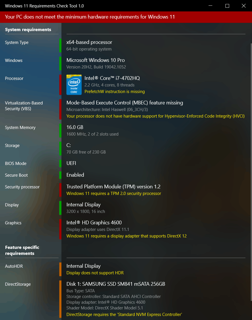 Tool checkt Windows 11-compatibiliteit met AutoHDR en DirectStorage - Tweakers