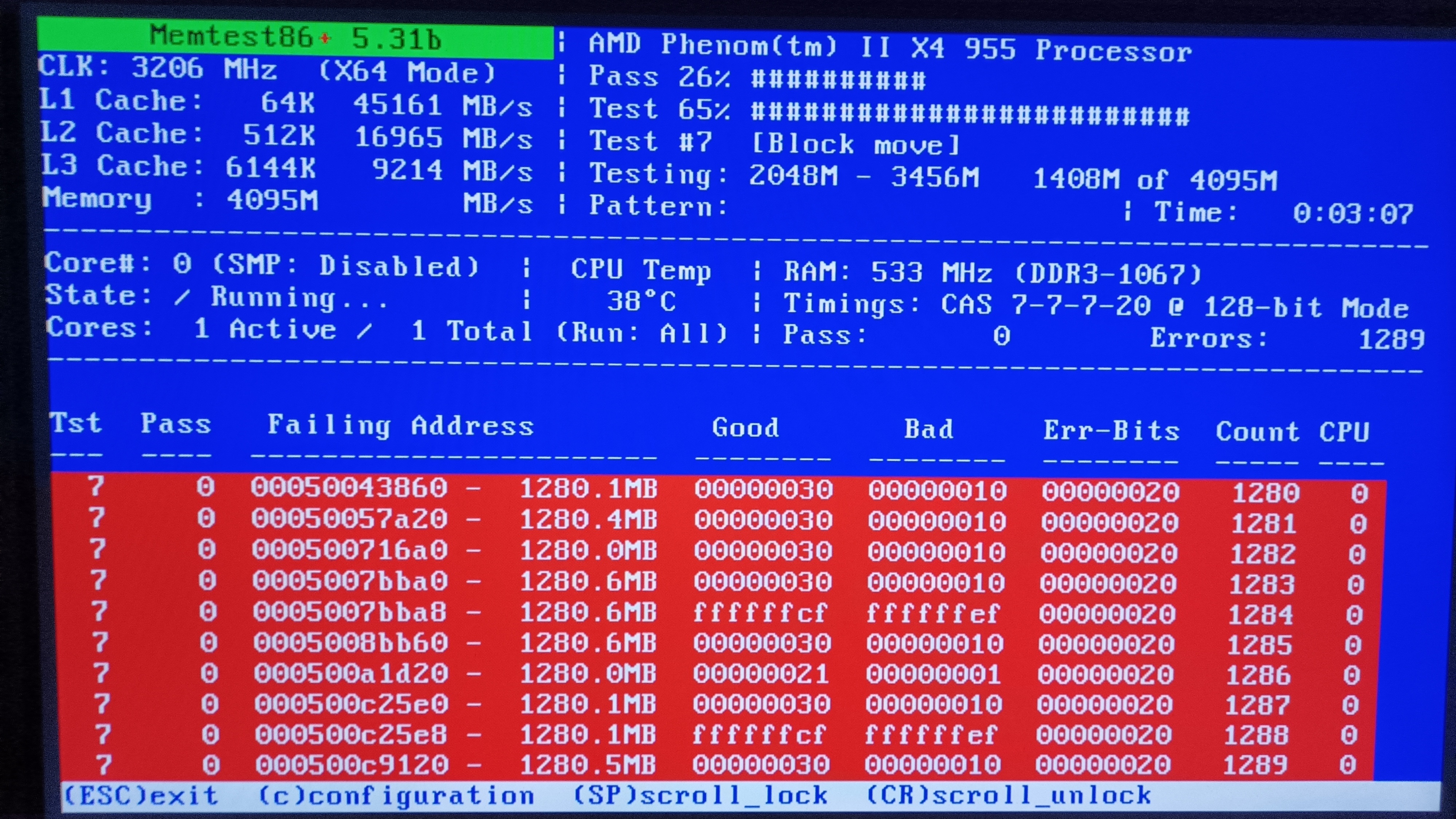 Memtest na bevriezen desktop gedaan. - Processors, moederborden en ...