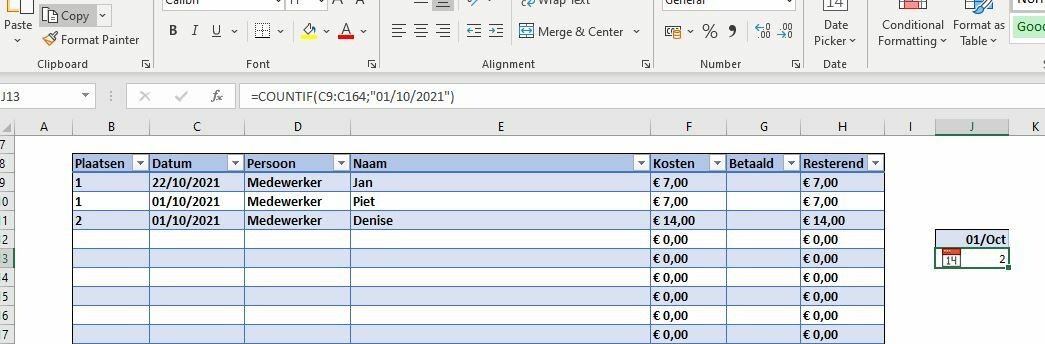 Formule Excel berekening plaatsen met datum - Client software algemeen ...