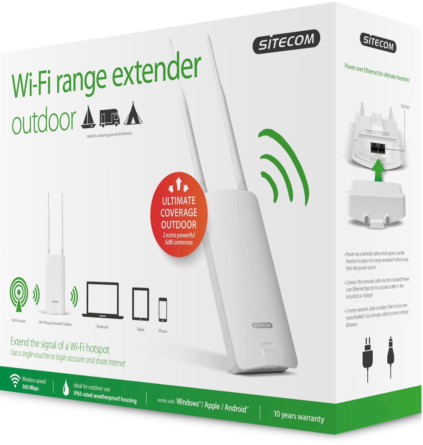 Specificaties van Sitecom N300 Wi-Fi Outdoor Range Extender - Tweakers