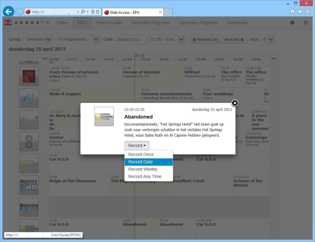 Specificaties van Argus TV - Tweakers