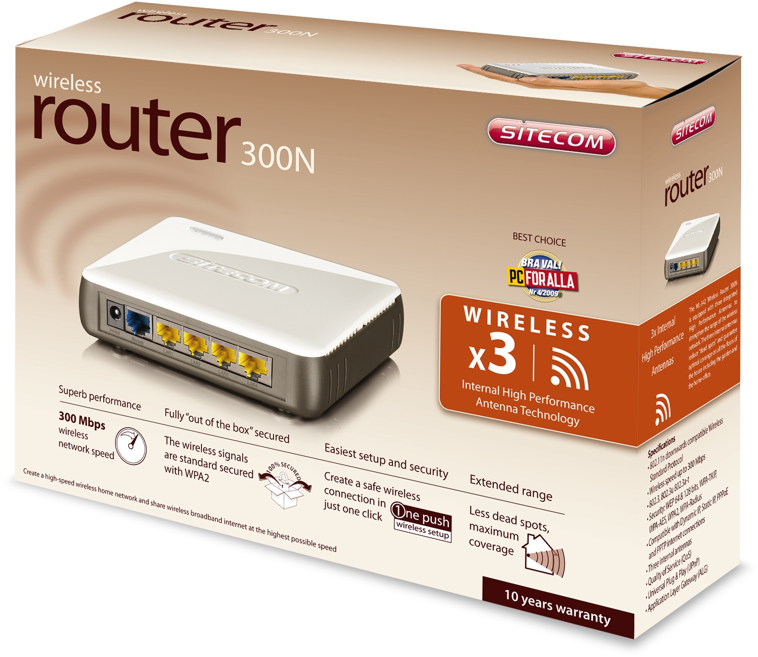 Specificaties van Sitecom WL-342 Wireless Router 300N X3 - Tweakers