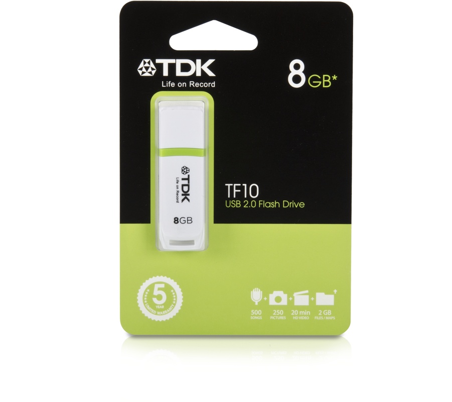 Specificaties van TDK TF10 8GB Wit - Tweakers